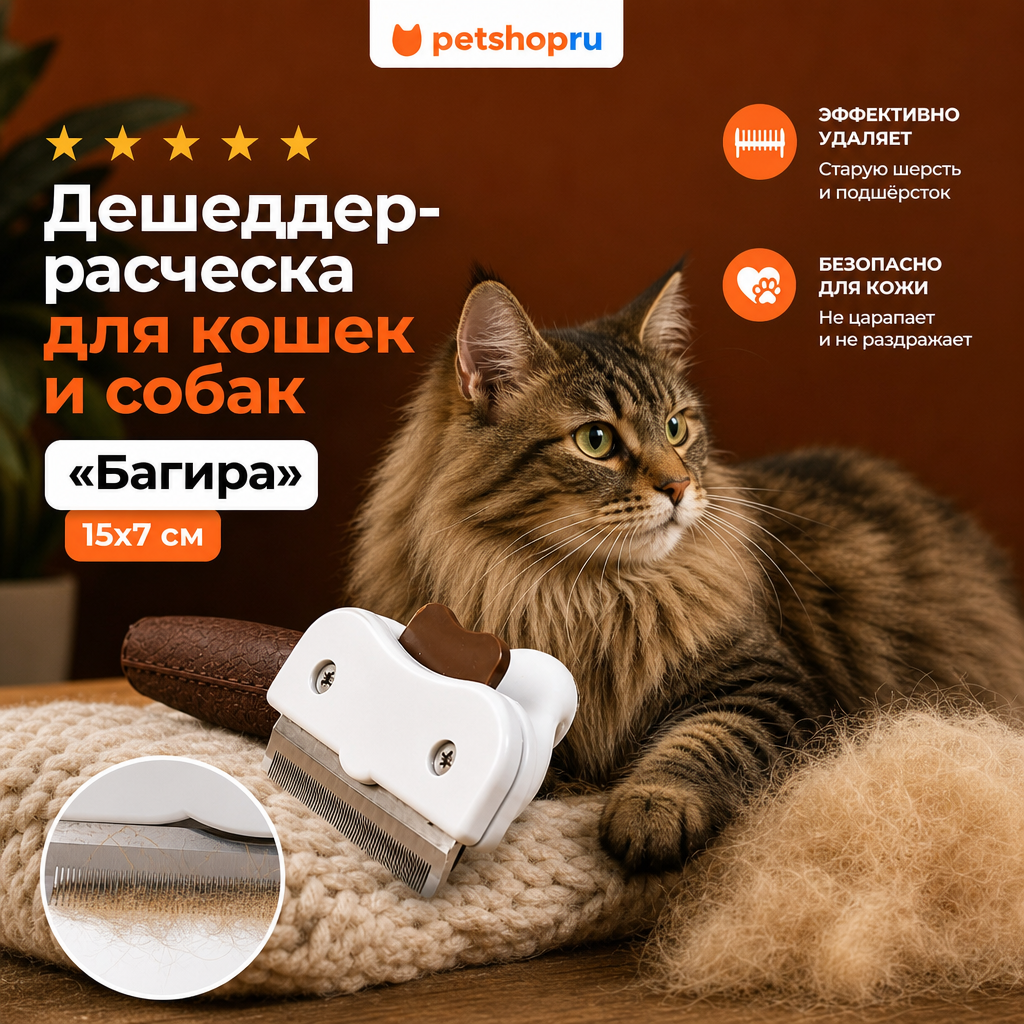 Профессиональная щетка для груминга кошек и собак