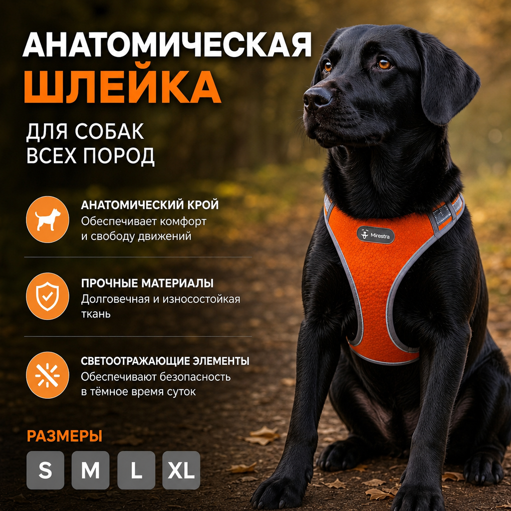 Регулируемая шлейка для собак, прочный, комфортный, безопасный, эргономичный дизайн, светоотражающие элементы, против рывков, для прогулок