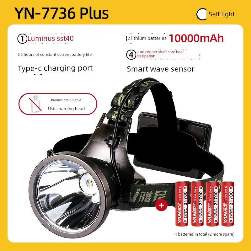 Налобный фонарь Yani 760S: мощный, перезаряжаемый, сверхъяркий, с литиевой батареей, сверхдолгим сроком службы, для