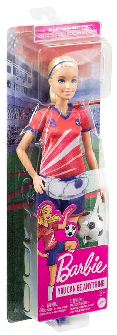Кукла Barbie HCN17 модельная, футболистка в красной майке (светлые волосы) — фото 1