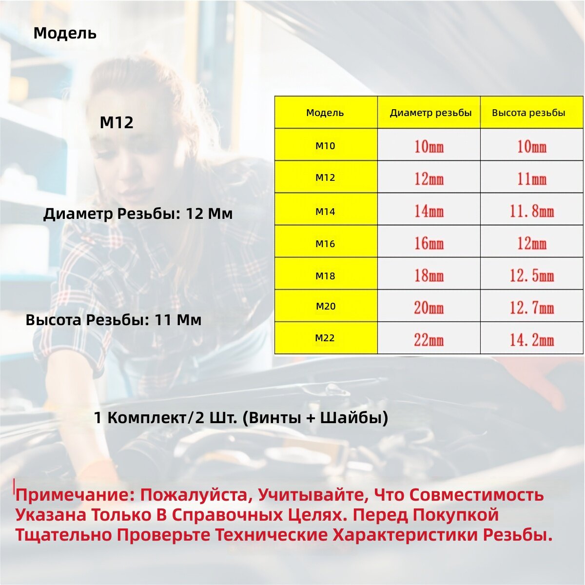 Болт сливного отверстия поддона картера с прокладкой, M12