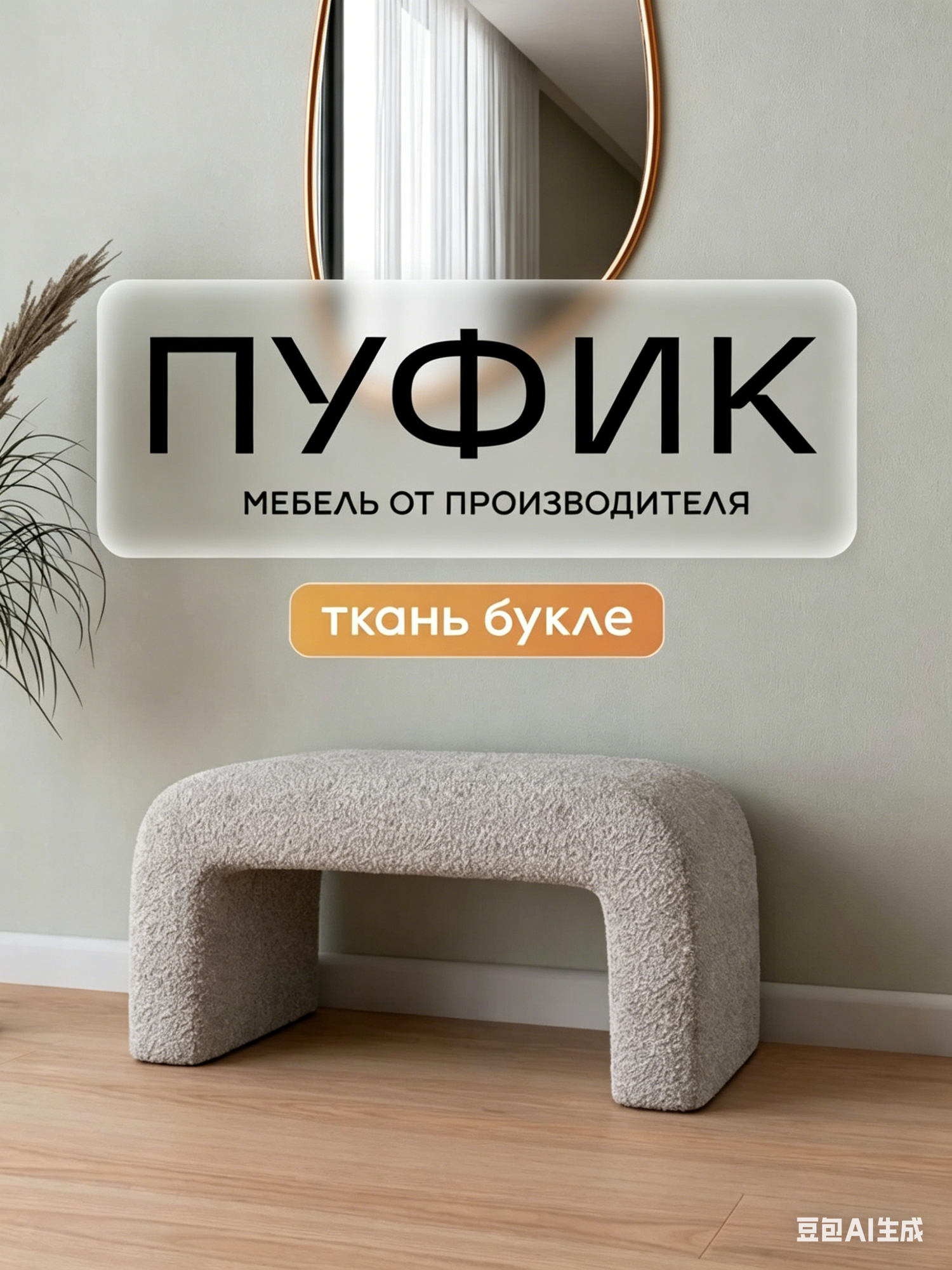 Пуфик в прихожую, для туалетного столика мягкий 100х42х40 см