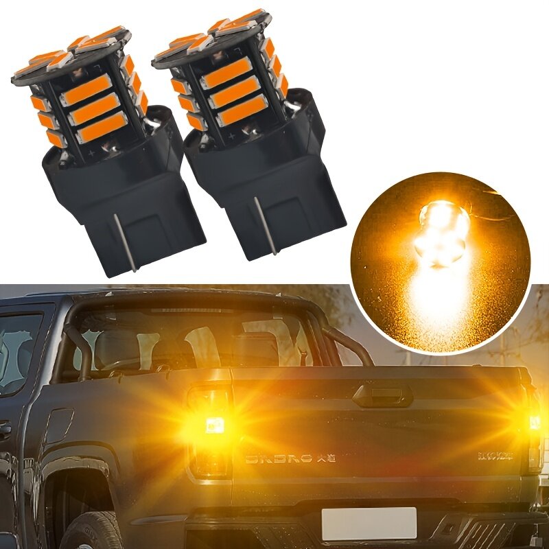 Светодиодные лампы 7440 W21W, 2 шт, желтый свет, для автомобиля