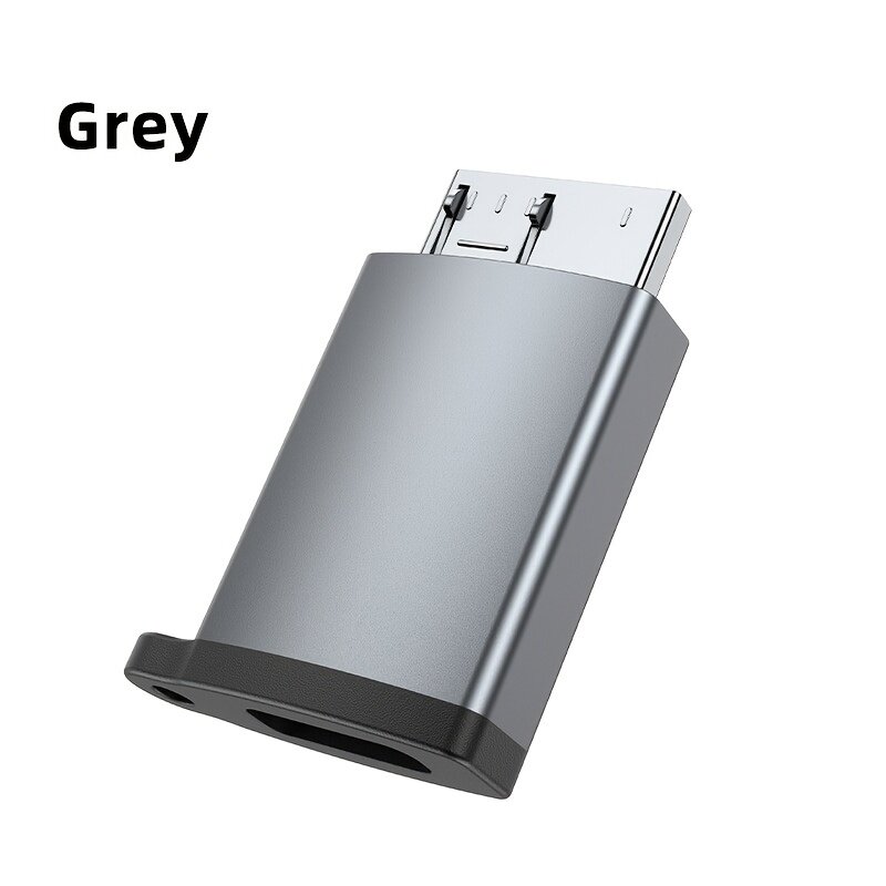 Переходник Type-C (мужской) на USB 3.0 Micro B (женский) серый с подвесным шнурком для внешнего жесткого диска