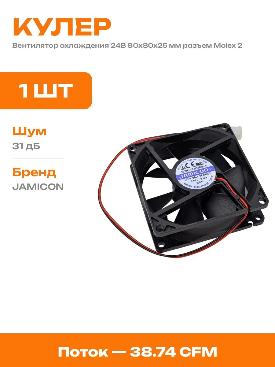 Кулер разъем molex 80х80 мм 24V вентилятор для инкубатора