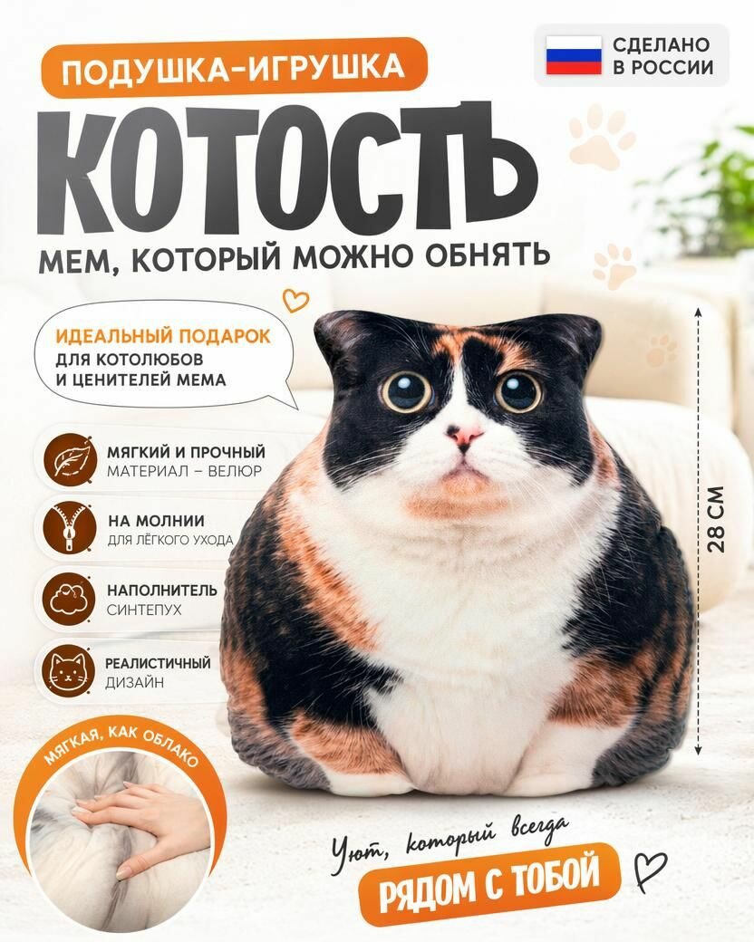 Подушка мягкая игрушка Мем "Котость"