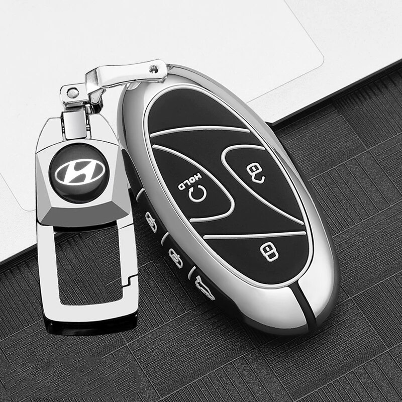 Чехол для ключа 2024 Hyundai Sonata 11-го поколения с 6 ключами, серебристый, металлический крепеж, прочная конструкция