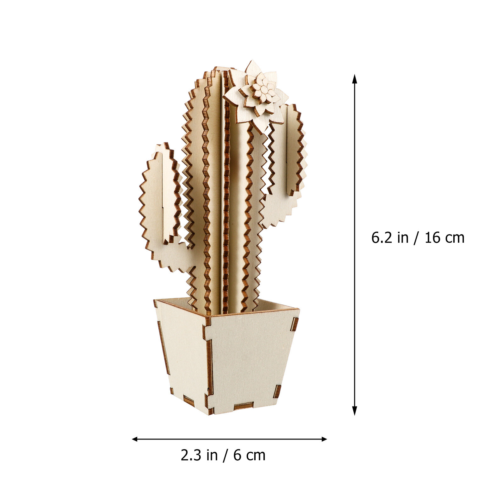 Набор Из 1 Шт Деревянный Кактус Для Украшения Стола Ручной Работы 16x6 Cm