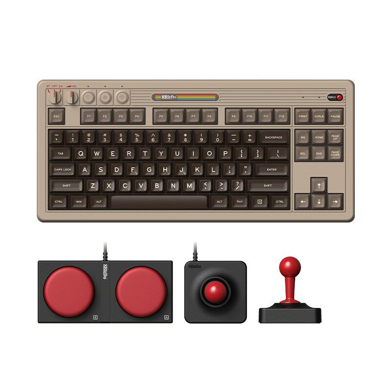Механическая клавиатура 8Bit Retro87 C64 стандартная версия с суперклавишей и джойстиком - 87 клавиш, три режима