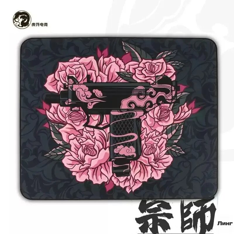 Esports Tiger Коврик для мышки Zongshi Ling XL, розовый, черно-серый, 48x40см