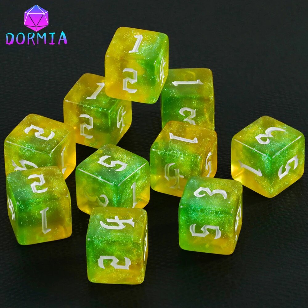 Dormia Кубики D6 Изумрудные 10шт, Цвет: 01