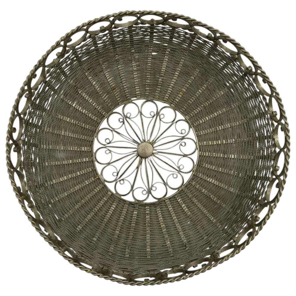 Конфетница "Ажурная", 18 см, художественное плетение, скань,1950-1970 гг, СССР