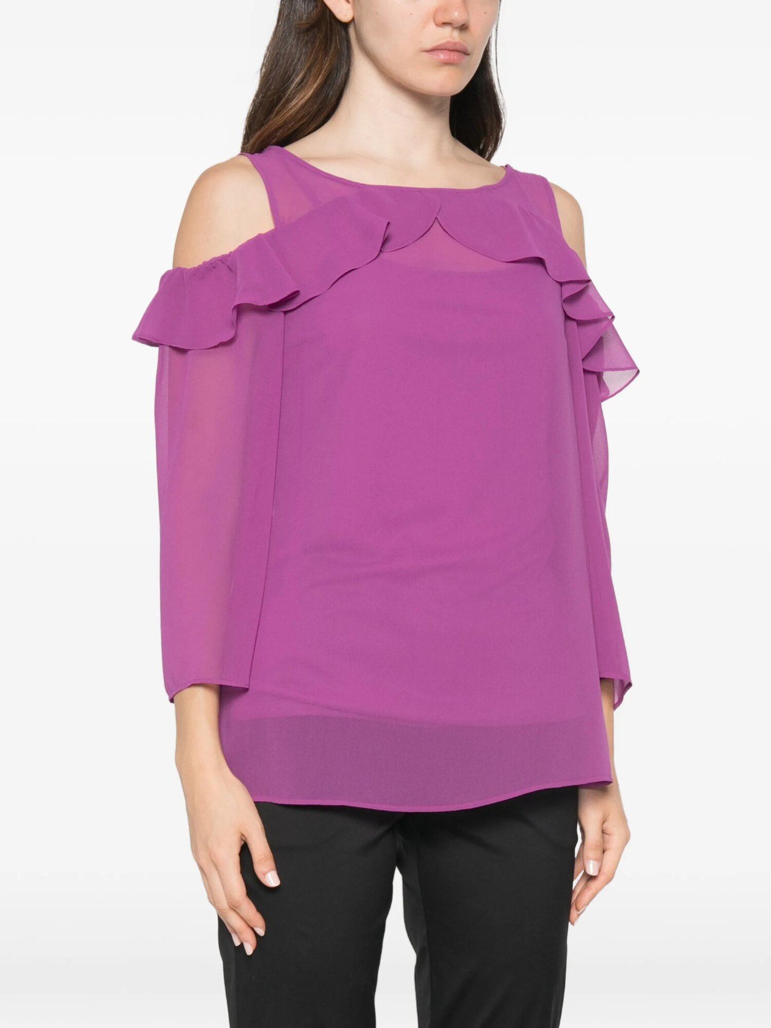 Блуза PennyBlack Ruffled cold-shoulder blouse, размер 42 — фото 1