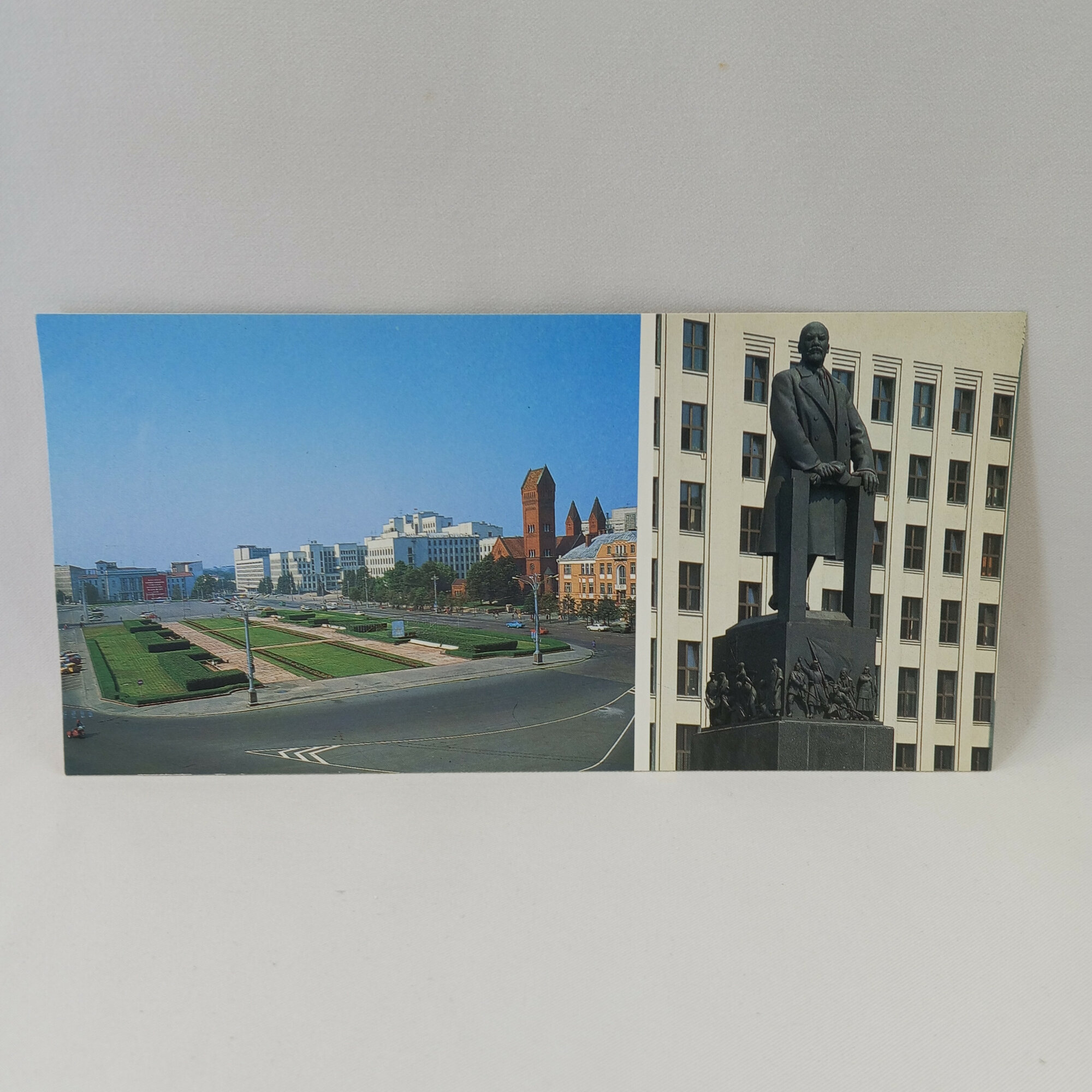 Открытка советская СССР. Минск, площадь Ленина, городская архитектура, памятник Ленину, винтаж