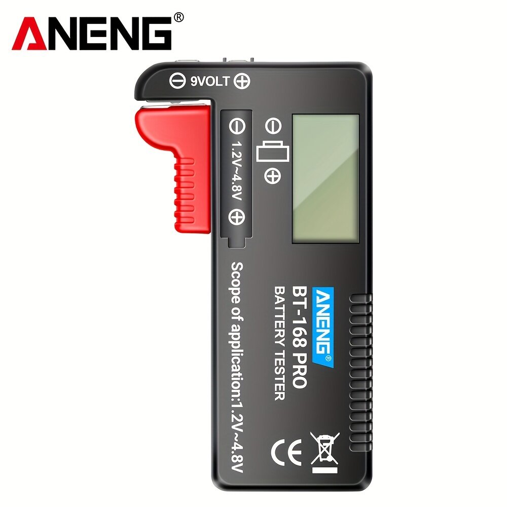Цифровой тестер литиевых батареек 9V/1.5V с проверкой ёмкости и ЖК-дисплеем, для AA/AAA/C/D/9V, прочный ABS-корпус, быстрый и точный, не требует питания
