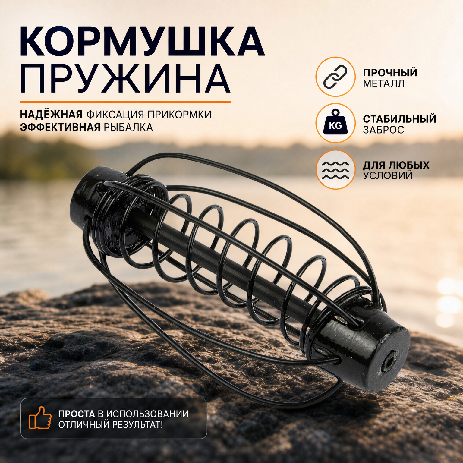 Кормушка Пружина (окрашенная, стабильная, металлическая, 40гр) 6штук/упак. (Цвет товара: серый.)