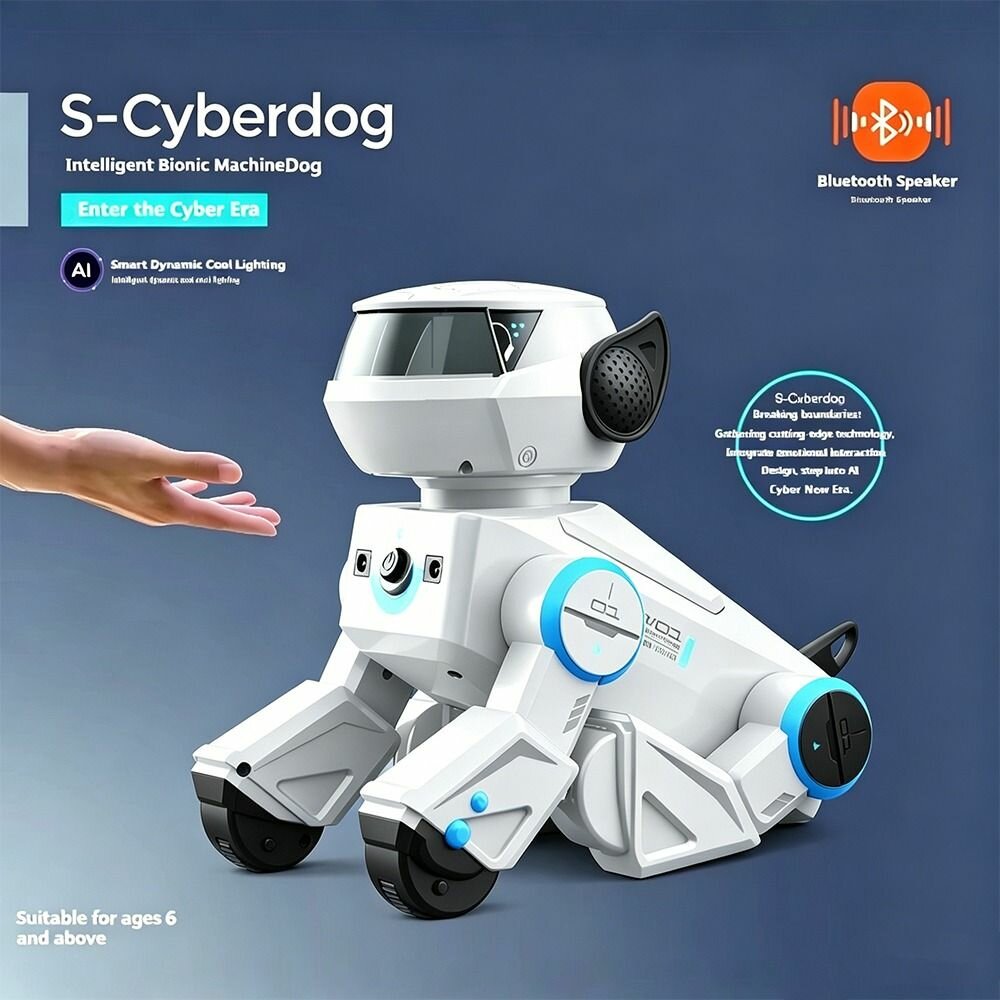 AI Игрушка Smart Robot Dog: Пульт Дистанционного Управления С Сенсорным Управлением Жестами, Bluetooth-динамик, освещение