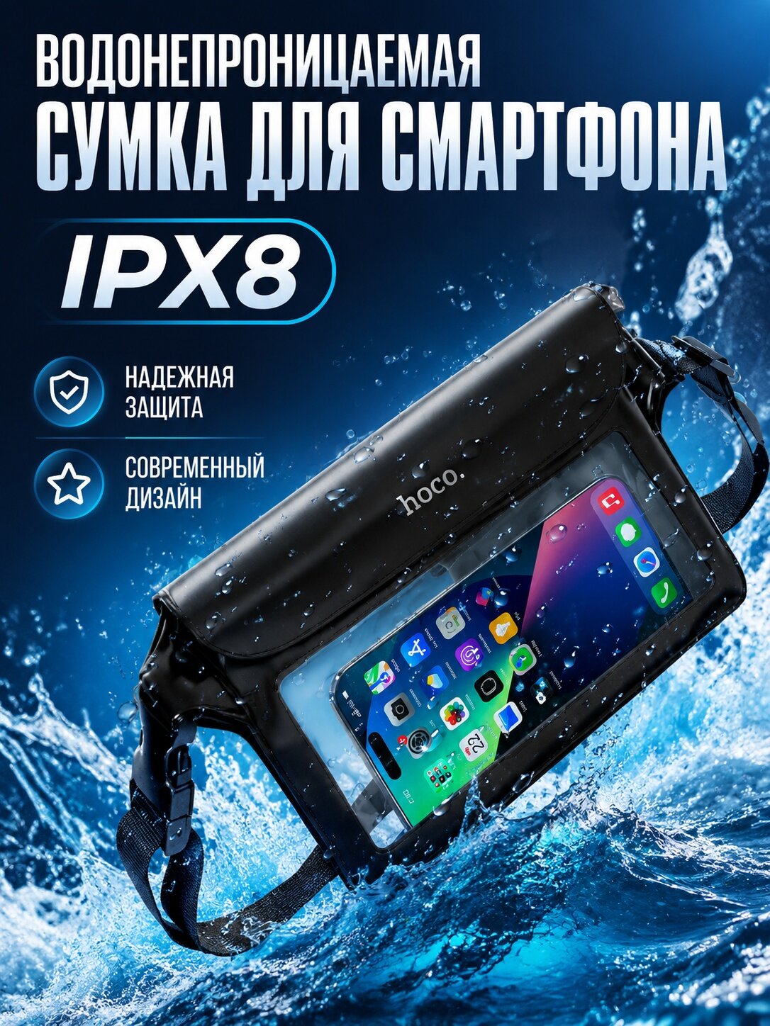 Водонепроницаемая сумка-чехол для смартфона