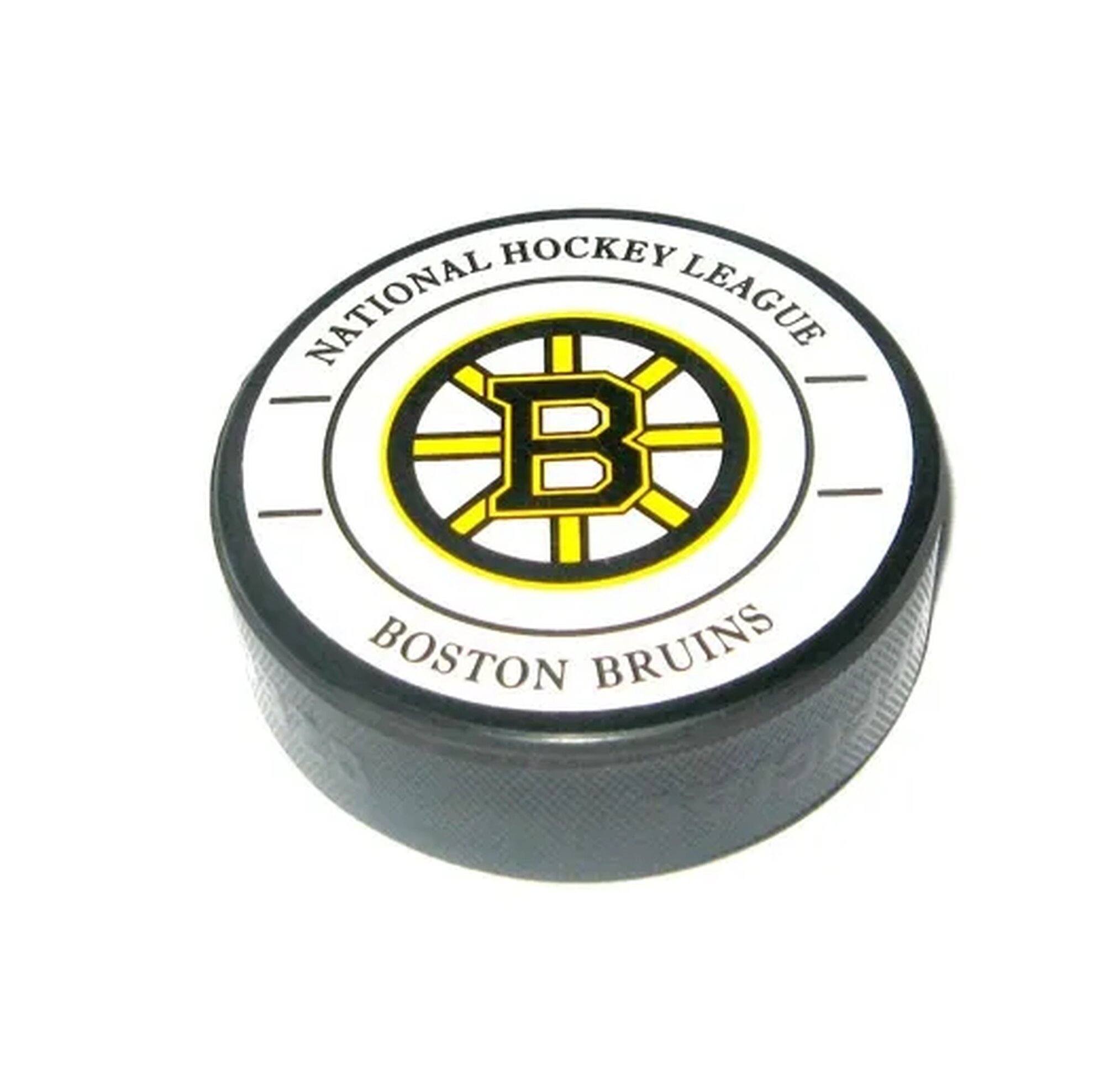 Шайба Rubena НХЛ белый фон Boston Bruins 2-ст, 76 мм, цвет черный
