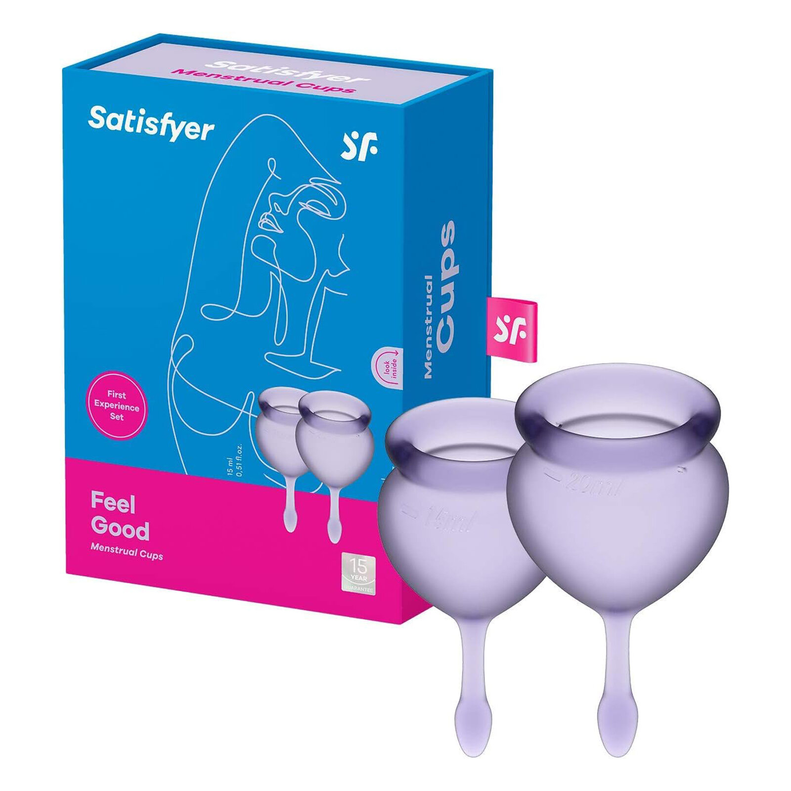 Satisfyer Feel Good Menstrual Cup, лиловый Набор менструальных чаш, 15 и 20 мл