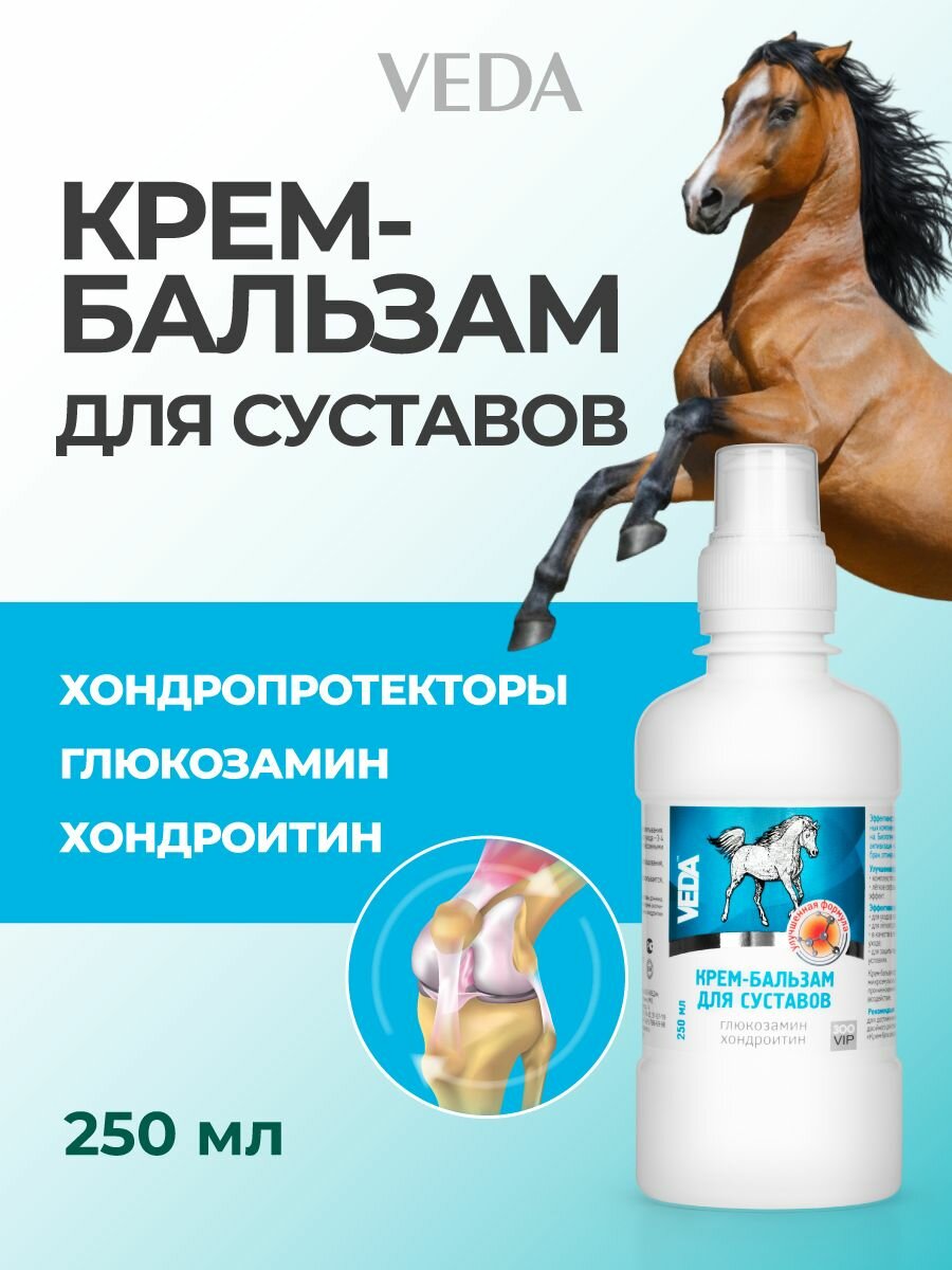 Крем-бальзам для суставов с глюкозамином и хондроитином ЗООVIP, VEDA, 250 мл суставы глюкозамин хондроитин 250 мл