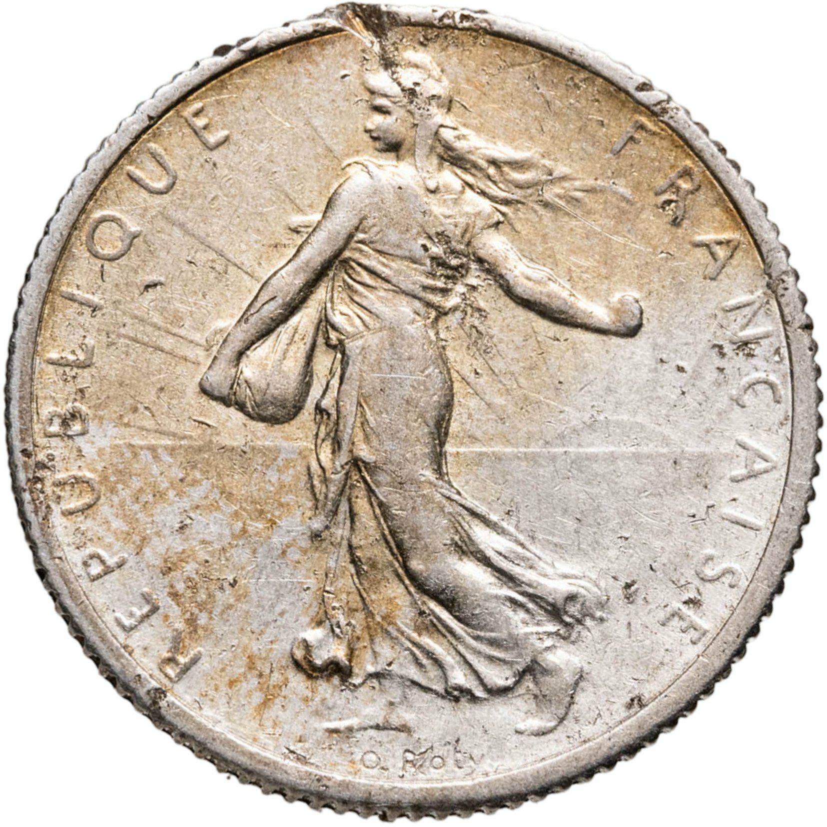 Франция 1 франк franc 1918, Серебро 835, в сохранности VF