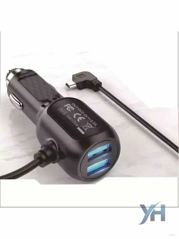 Автомобильное ЗУ 5V 3.5A с защитой miniUSB