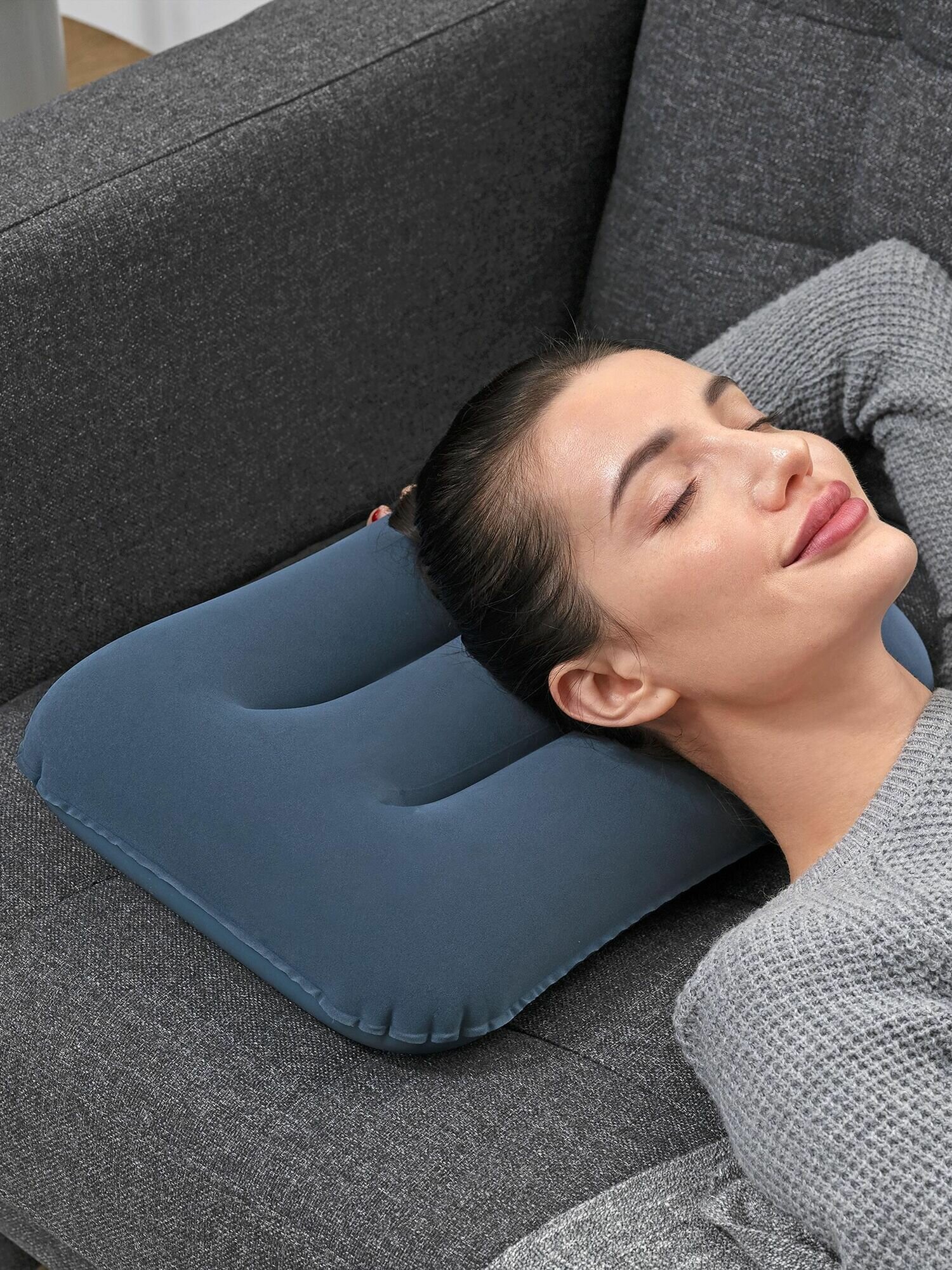 Подушка Bestway надувная Flocked Air Pillow 42х26x10см 67121, заплатка для ремонта, 2 цвета