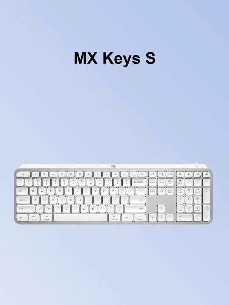 Logitech Клавиатура беспроводная MX Keys S, Английская раскладка, белый