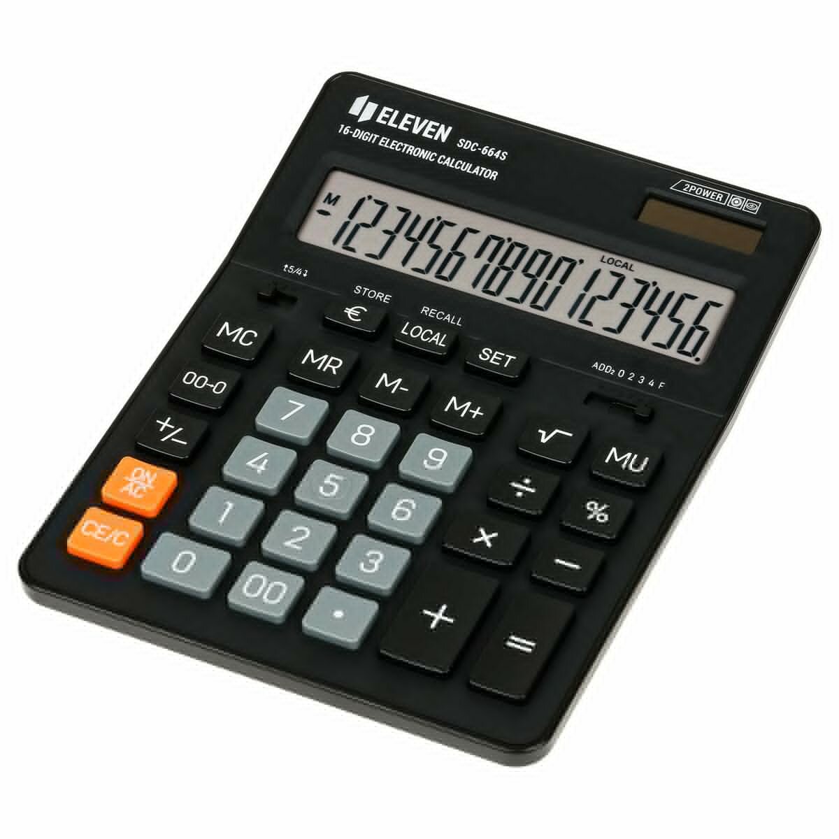 Калькулятор настольный Eleven SDC-664S, 16-разрядный, двойное питание, черный (SDC-664S)