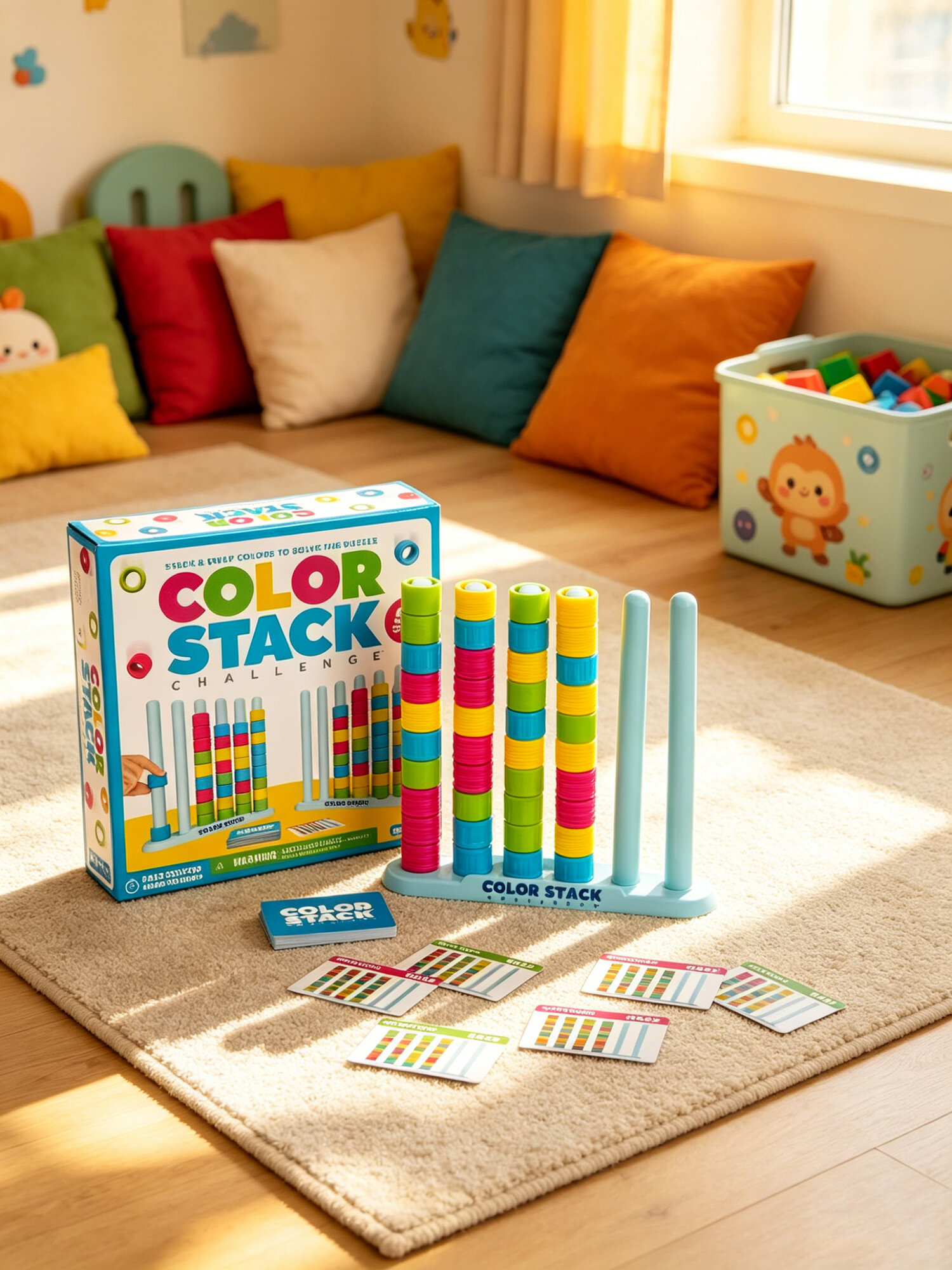 Color Stack Challenge Игра-головоломка Прочная пластиковая вращающаяся штабелируемая игрушка 1 шт.