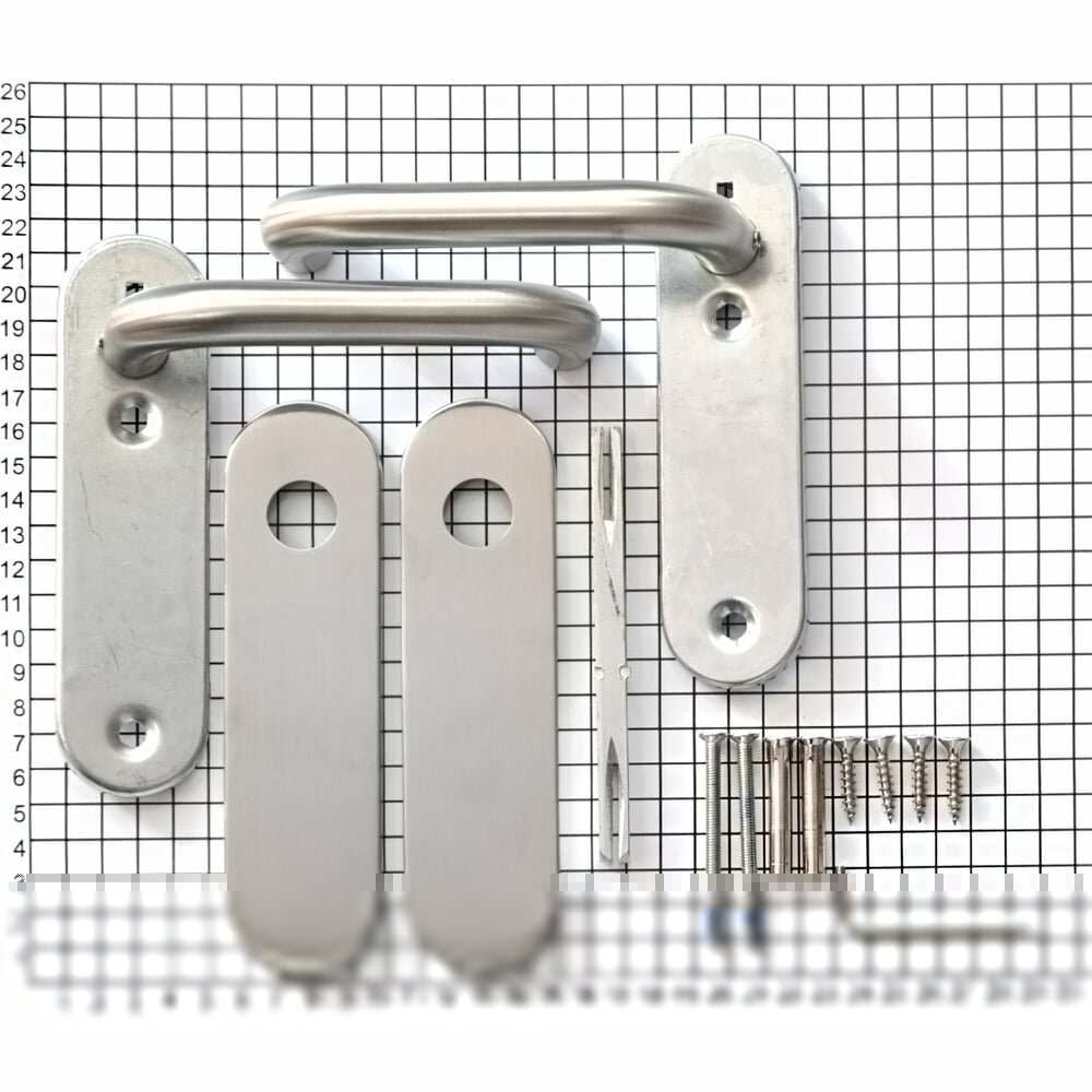 Гарнитур DOORLOCK DL 038KP/F UG U-form Rt нерж. сталь, на короткой накладке без отверстия, шпиндель 9мм 73330 — фото 1