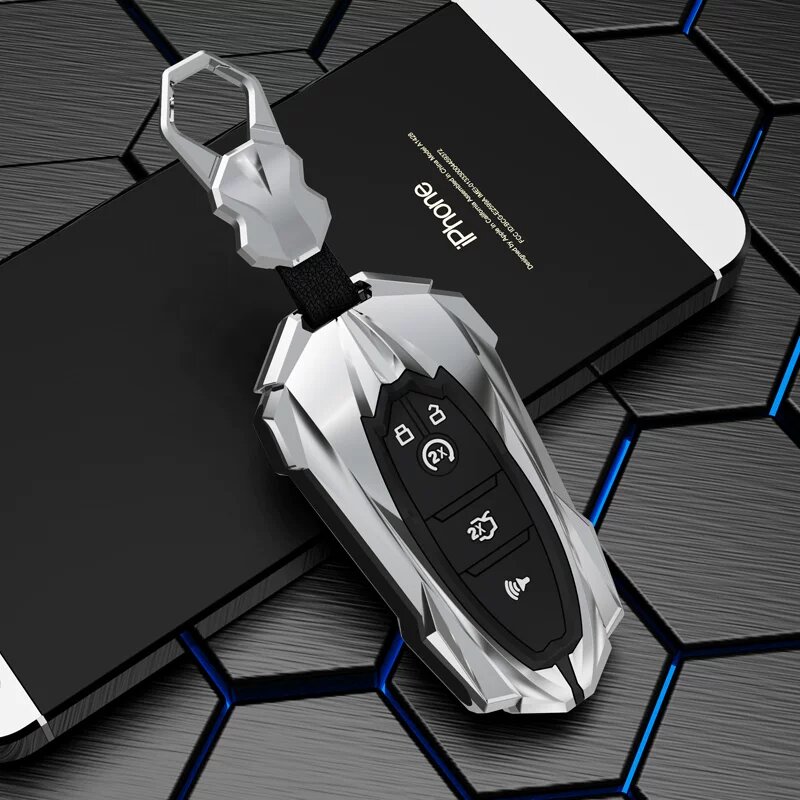 Ключевой брелок Lincoln D Model с улучшенными ночными кнопками, серебристым покрытием и декоративной застежкой для