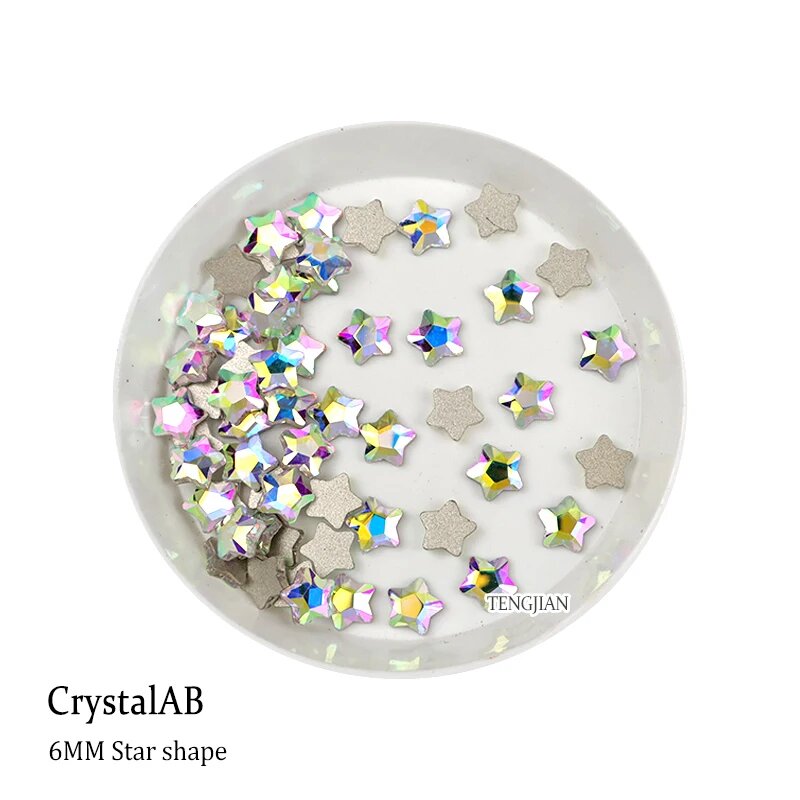 Стразы CrystalAB 6 мм звезда, 10 шт.
