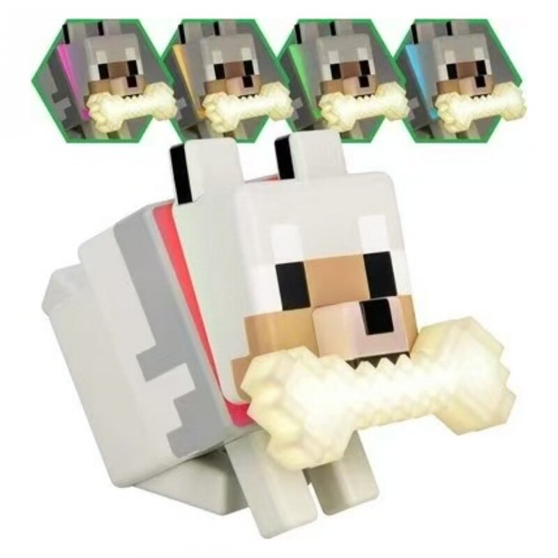 Ночник Minecraft Волк с 4 цветовыми режимами - регулируемый LED-светильник для детей