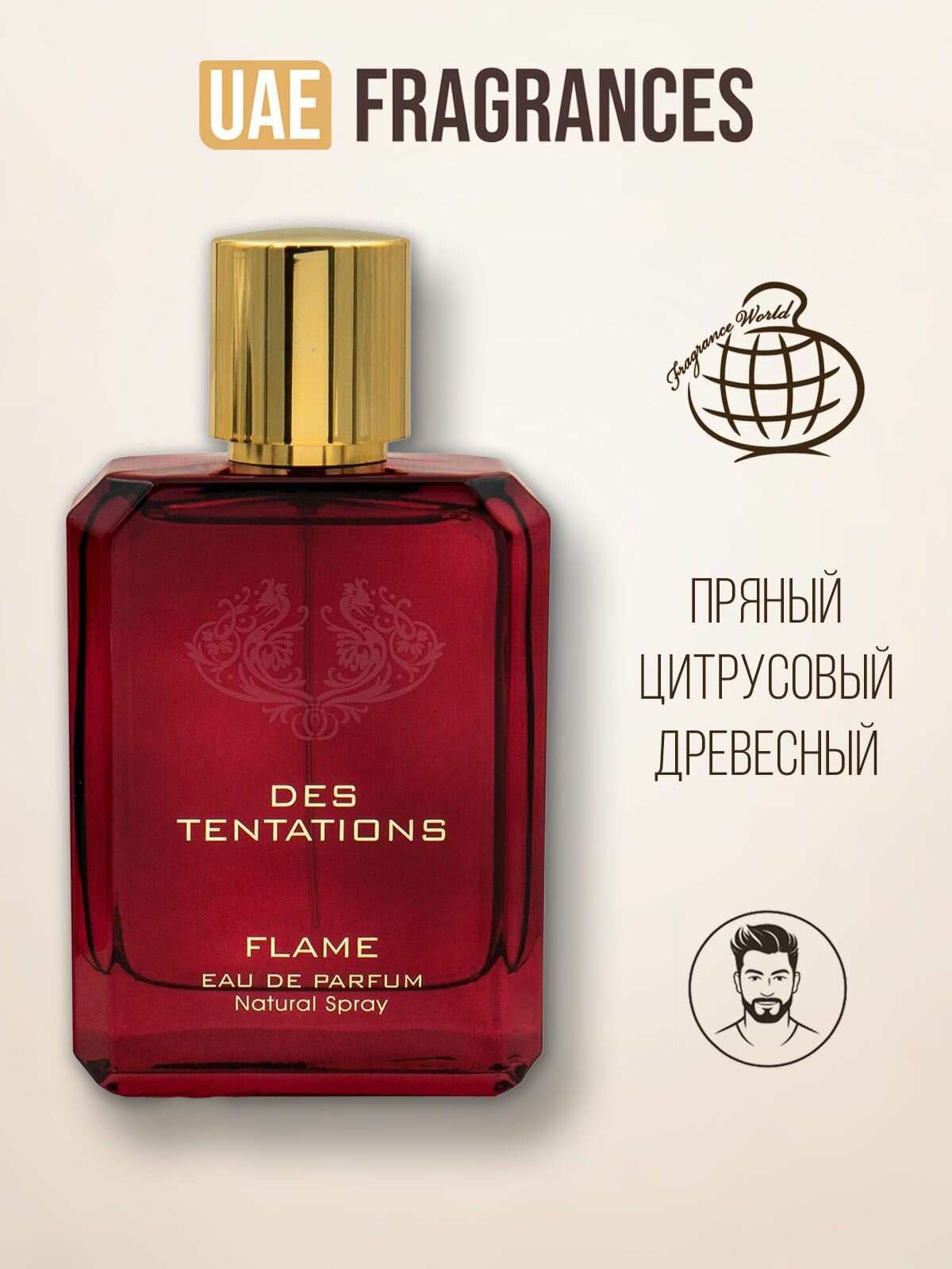 Fragrance World Des Tentations Flame Парфюмерная вода мужская восточная, 100 мл