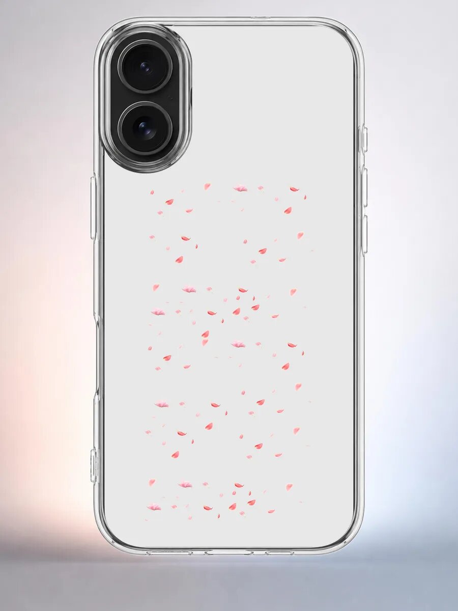 Чехол iPhone 16 лепестки сакуры силиконовый прозрачный