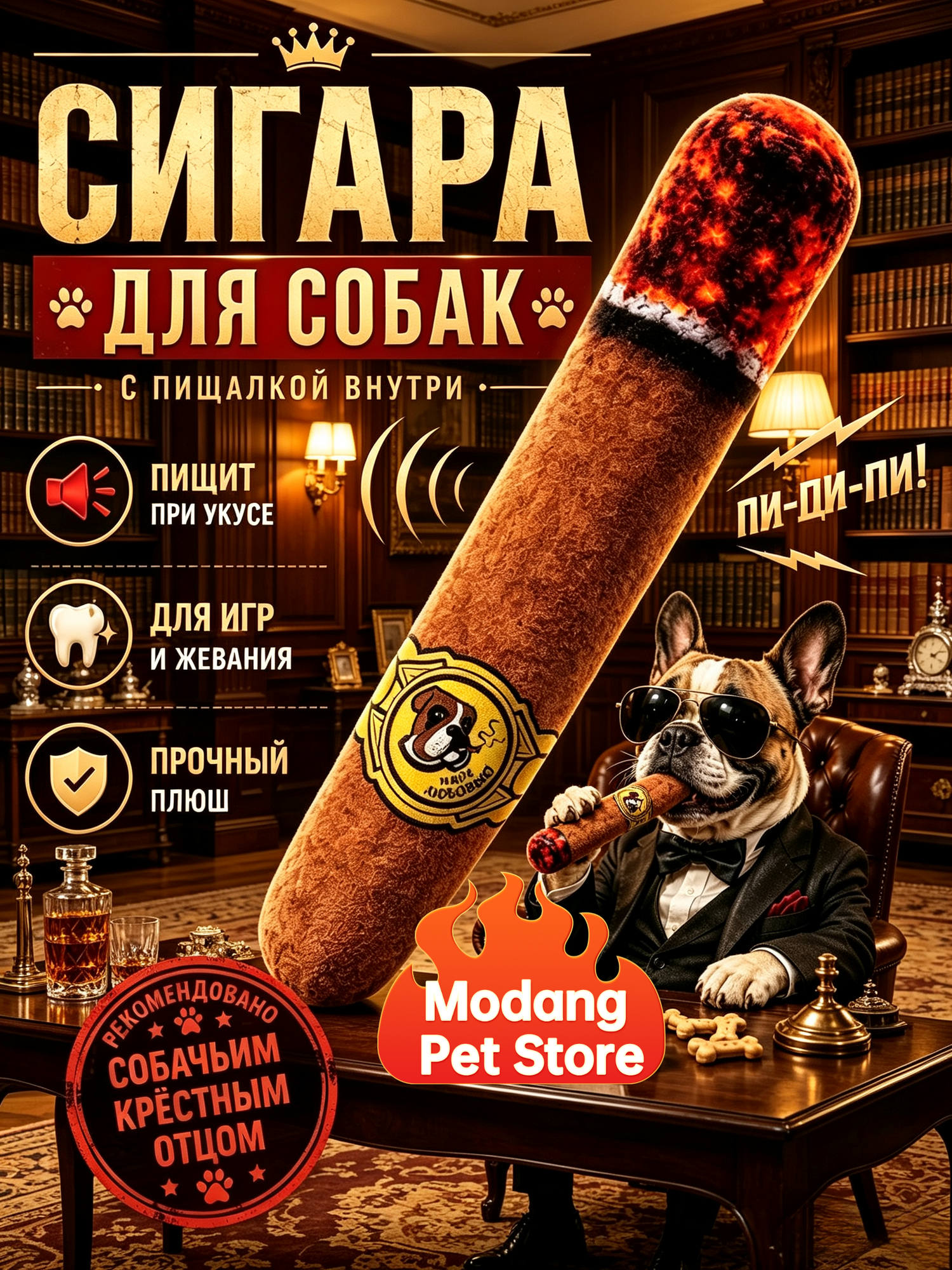 Плюшевые игрушки для собак, интерактивные игрушки, устойчивые к скрипу и укусам 27х7х7см