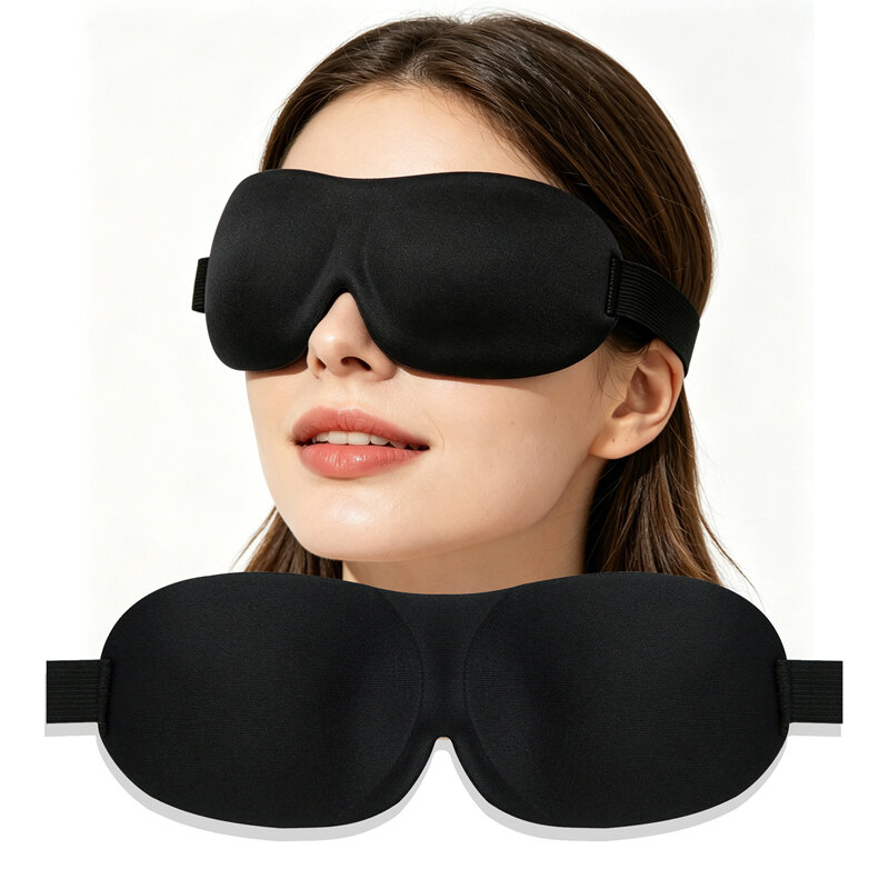 Маска для сна 3D-анатомической формы с регулируемым ремешком, черная, унисекс