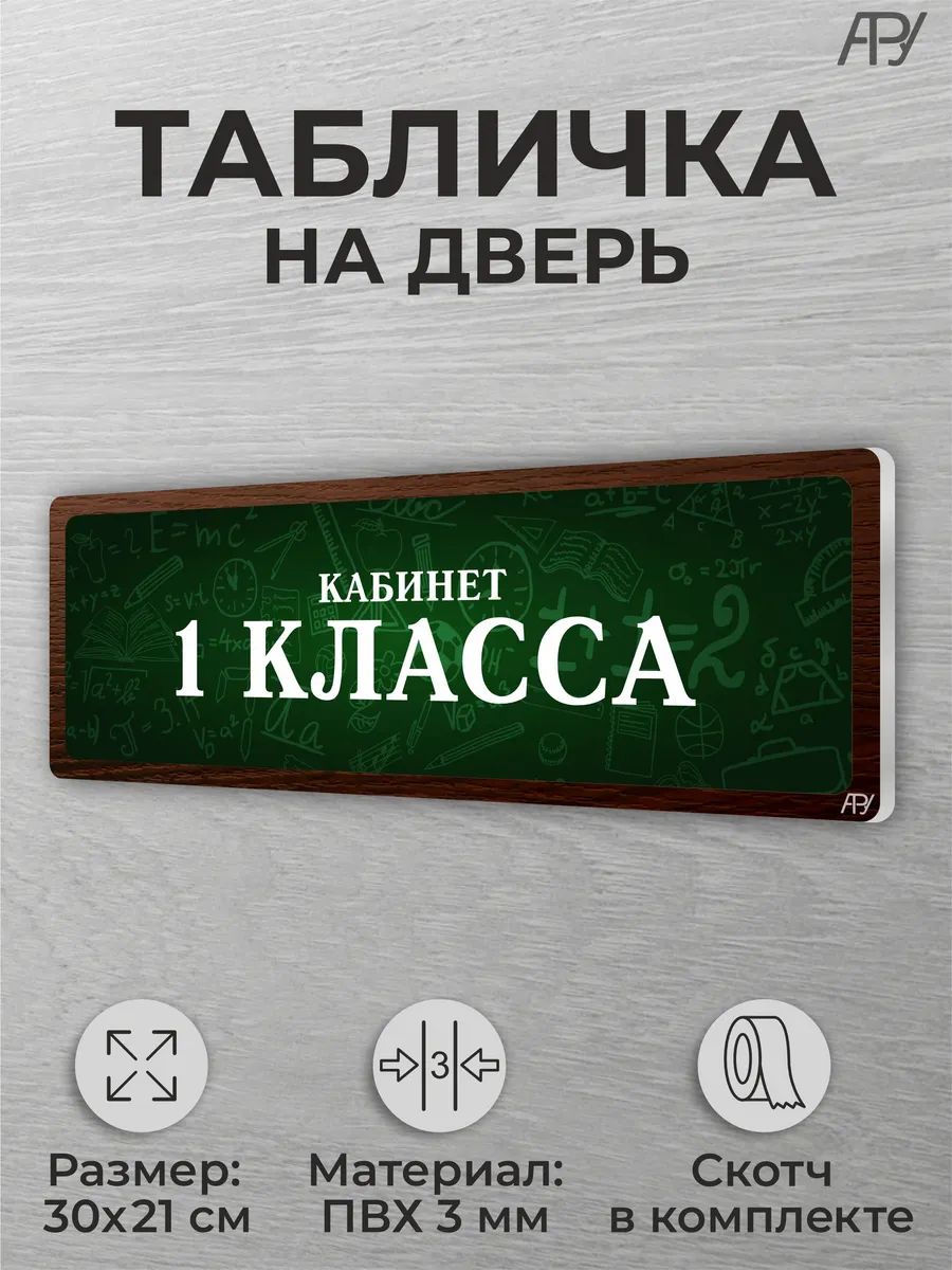 Школьная табличка на дверь кабинета класса Кабинет 1 класса