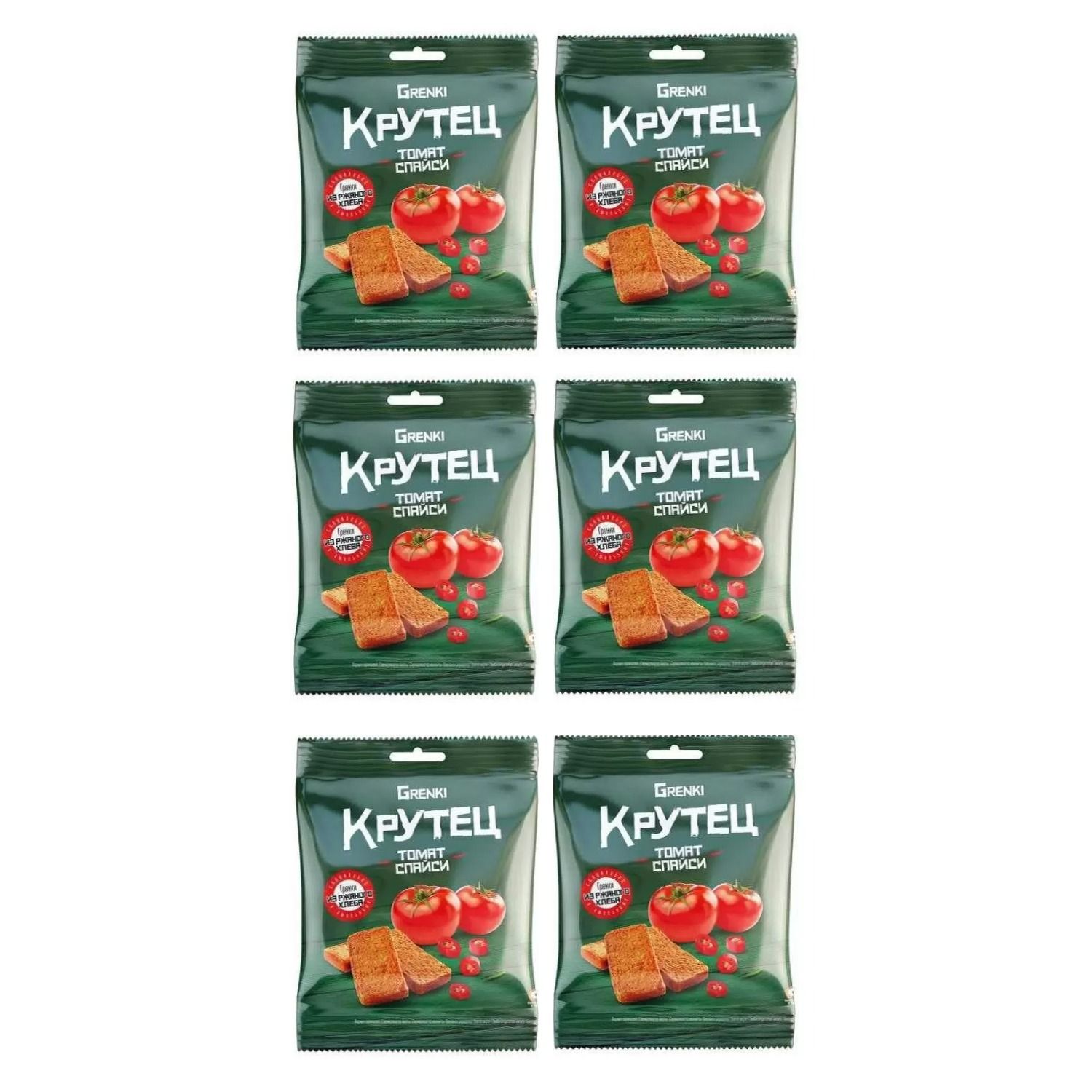 Крутец Гренки со вкусом томата спайси, 80 г, 6 уп./