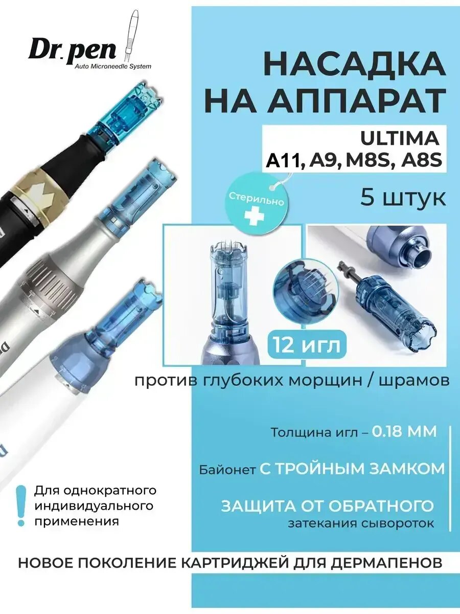 Картридж для дермапен A11 A9 A8s M8s 12 игл 5 шт