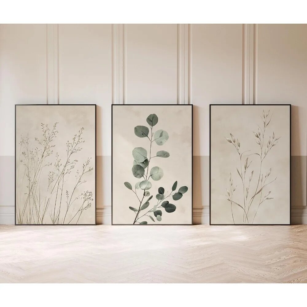 Абстрактные постеры с эвкалиптом, набор из 3 штук 50x70cm no frame