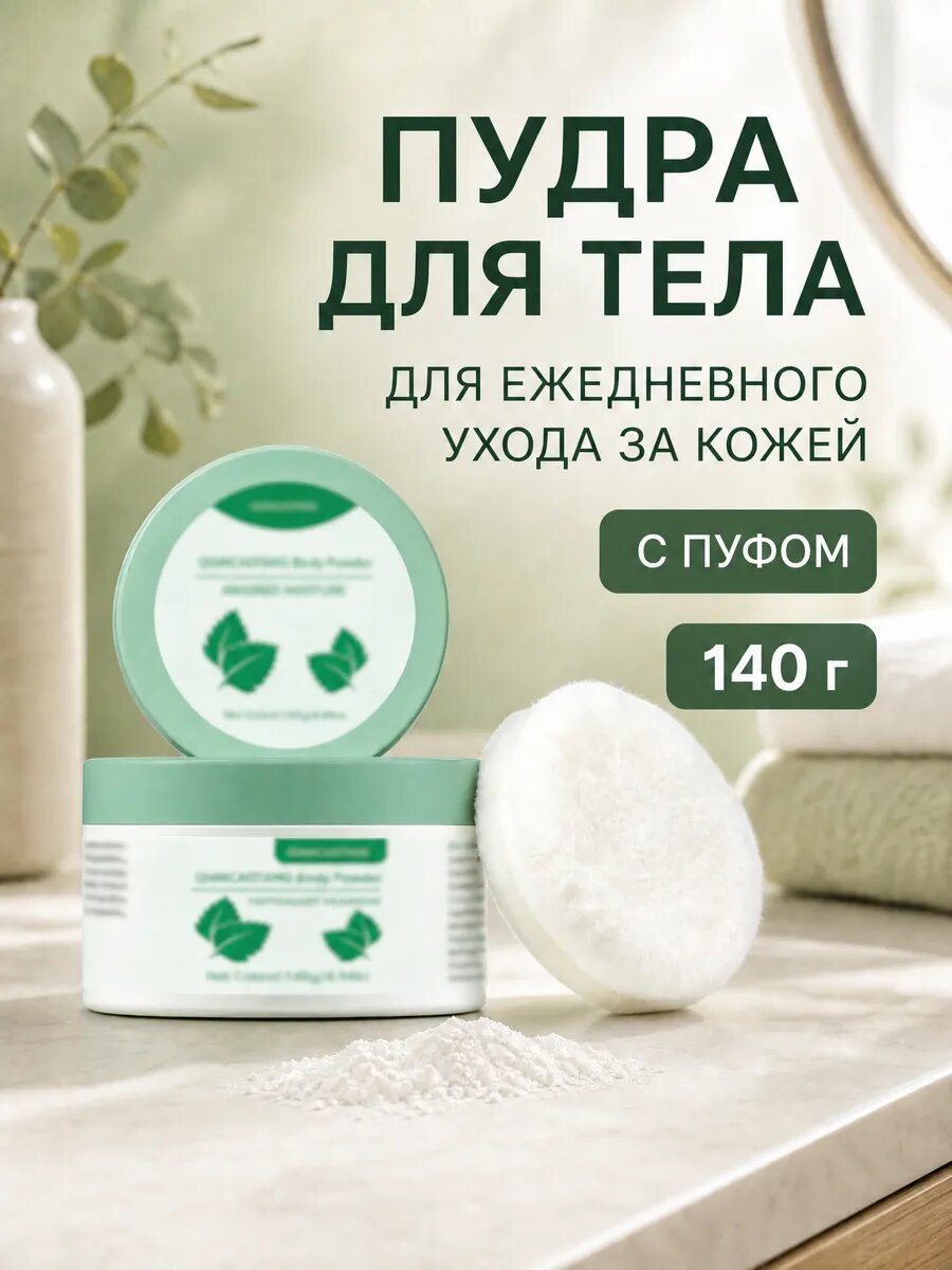 Пудра для тела с пуховкой, уход за сухой кожей, 140 г