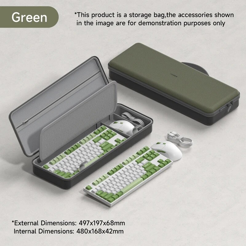 Hagibis Жесткий чехол для клавиатуры и мыши 87/108 клавиш 87 or 108Keys Green