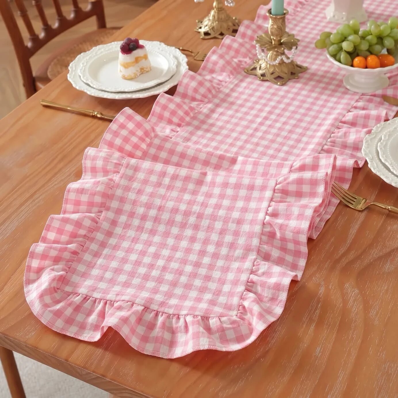 Скатерть тияна пасторальная розового цвета 36x140cm table runer