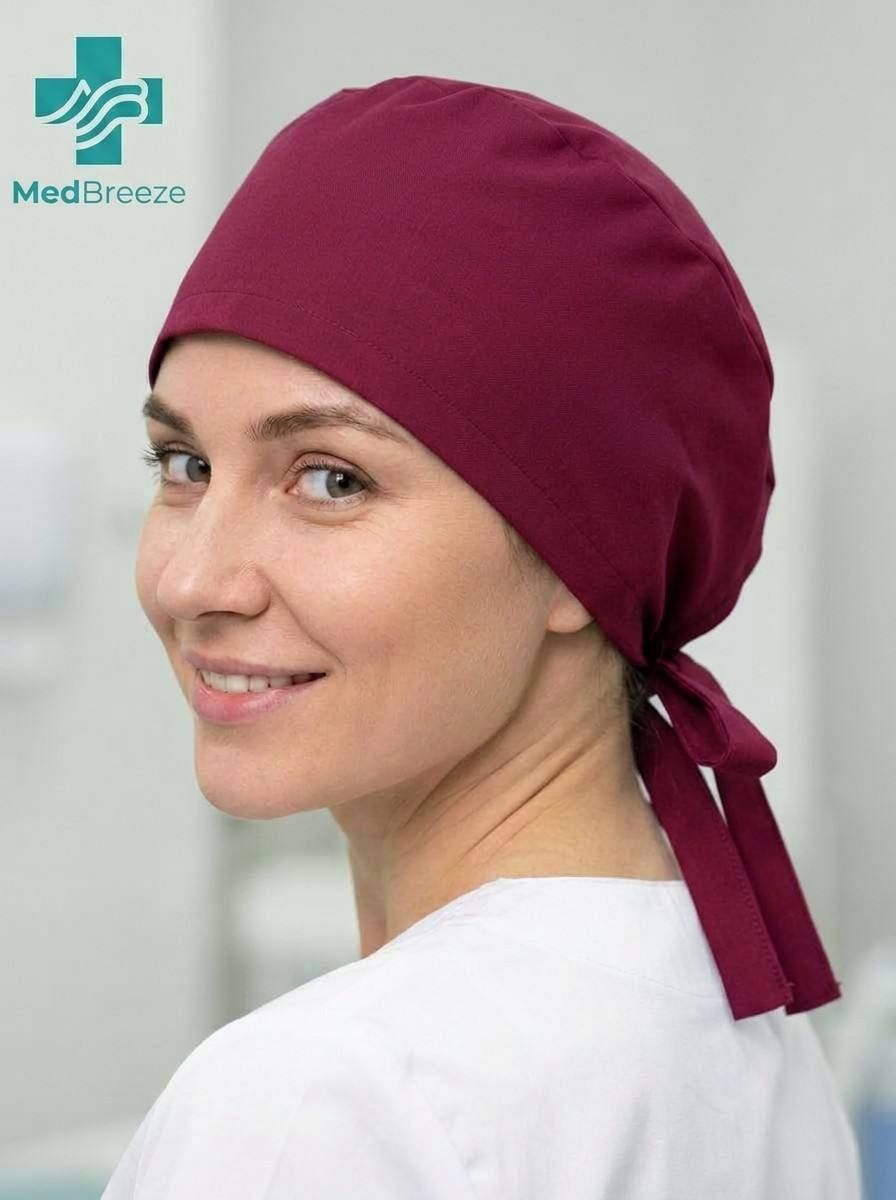 Шапочка медицинская однотонная MedBreeze, быстросохнущий хирургический колпак с охлаждающим эффектом и впитывающей лентой