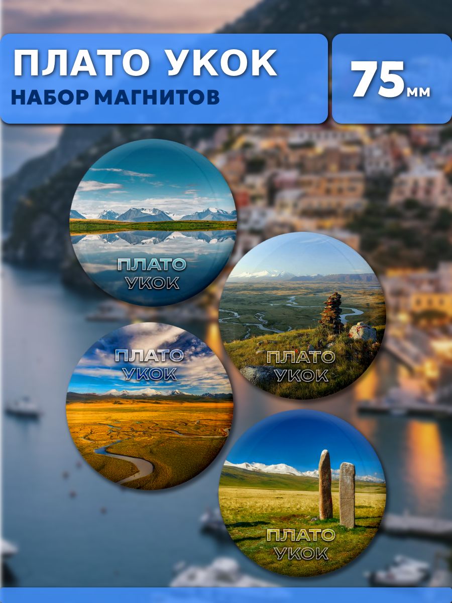 Магниты Плато Укок. 4 шт диаметром 75 мм.