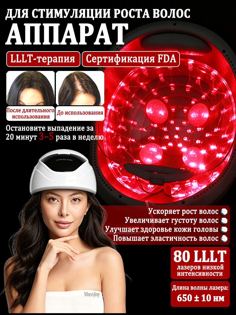 Лазерный шлем для роста волос , Hair Growth Device (LS-D620)/Инфракрасная кепка для роста волос против выпадения/Прошёл сертификацию FDA