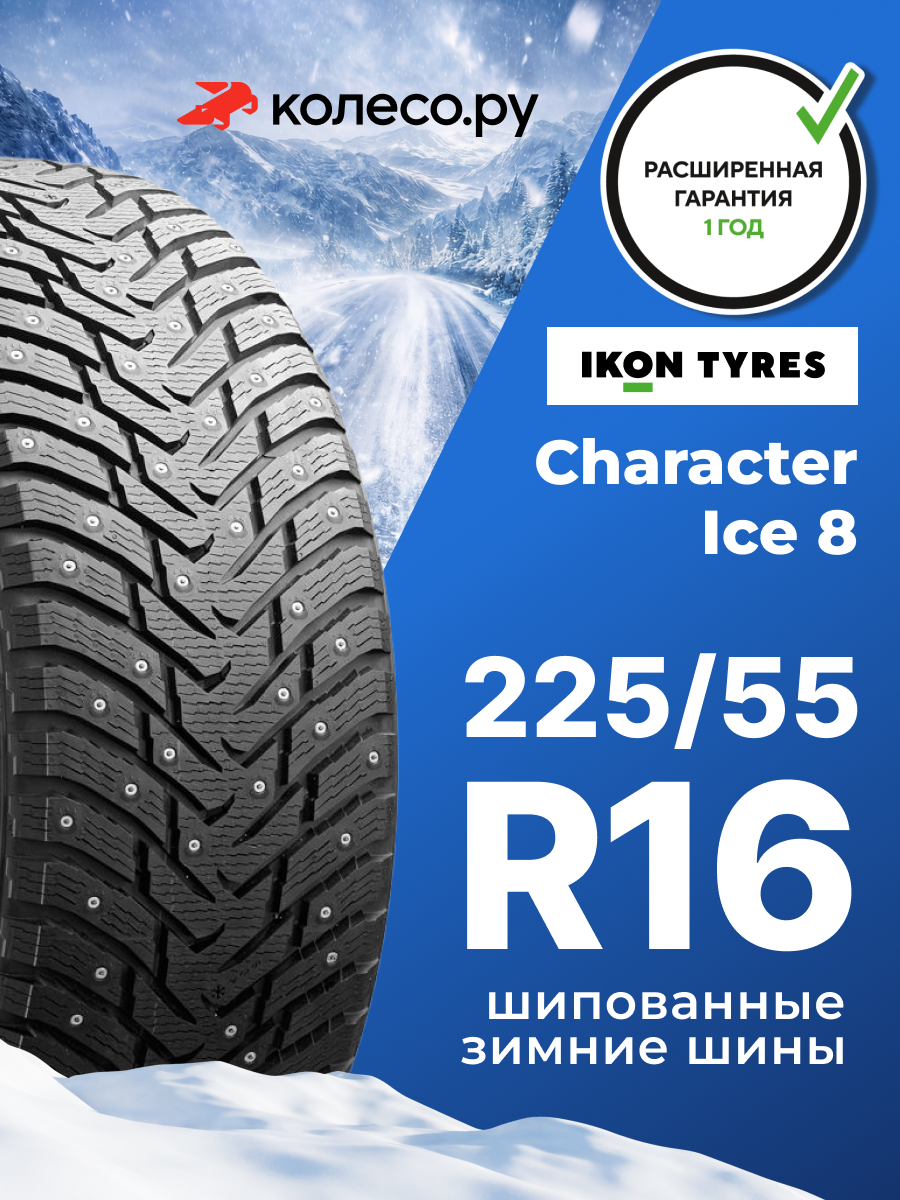 Шины зимние Ikon Tyres Ikon Character Ice 8 225/55 R16 99T XL шипованная зимняя резина